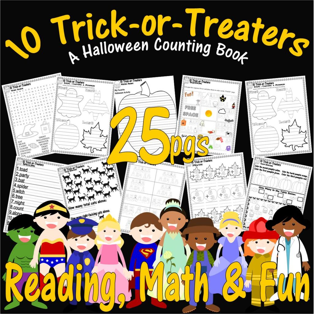 Ten 10 Trick-or-Treaters Halloween Counting Book Study Companion ...