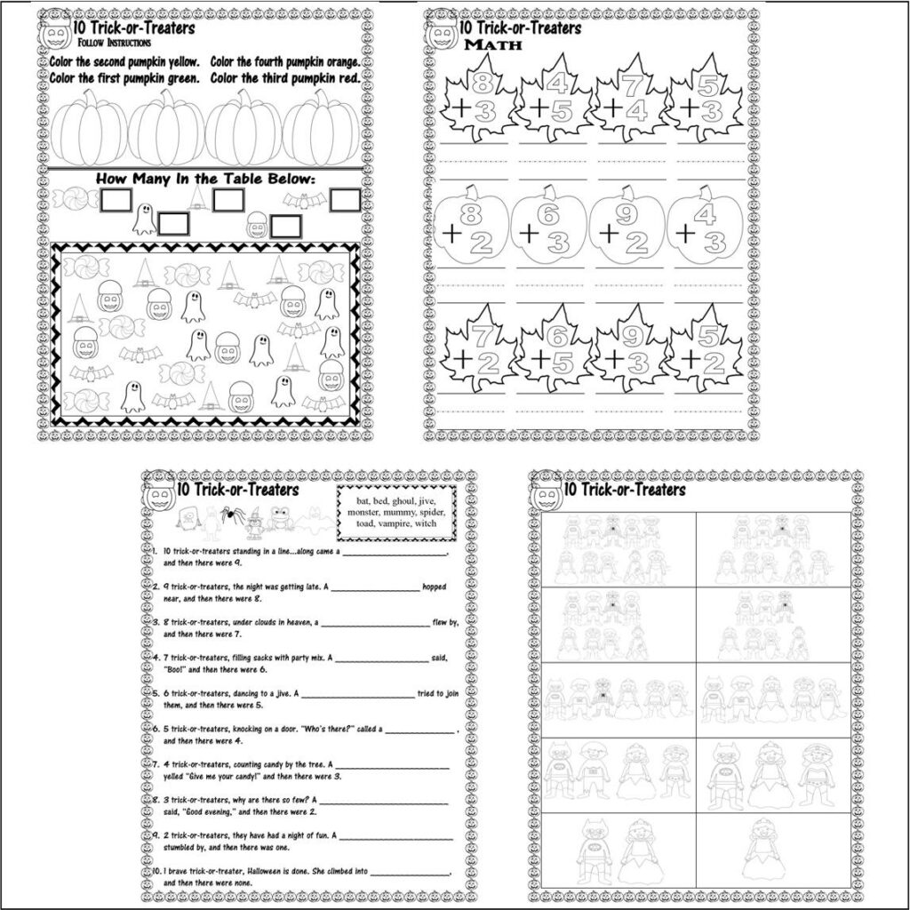 Ten 10 Trick-or-Treaters Halloween Counting Book Study Companion ...