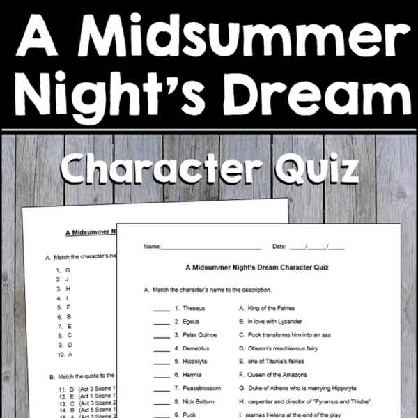 A Midsummer Night’s Dream Character Quiz with Answer Key | Made By Teachers