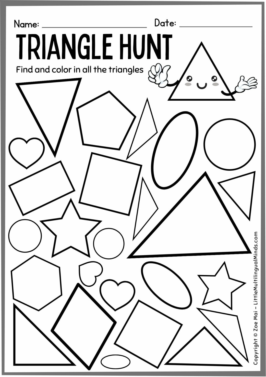 Identifying Shapes Worksheets: Spy Shapes, 3D 2D Shape Sort, Shape Hunt ...