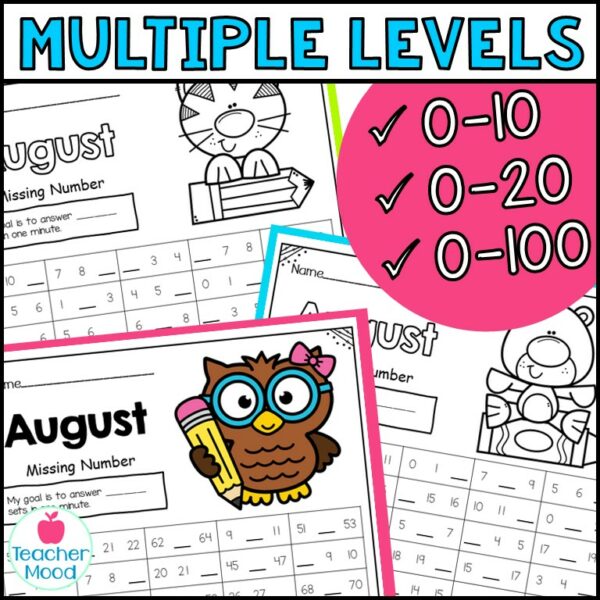 Missing Number Math Fluency Practice | Test Prep | Progress Monitoring ...