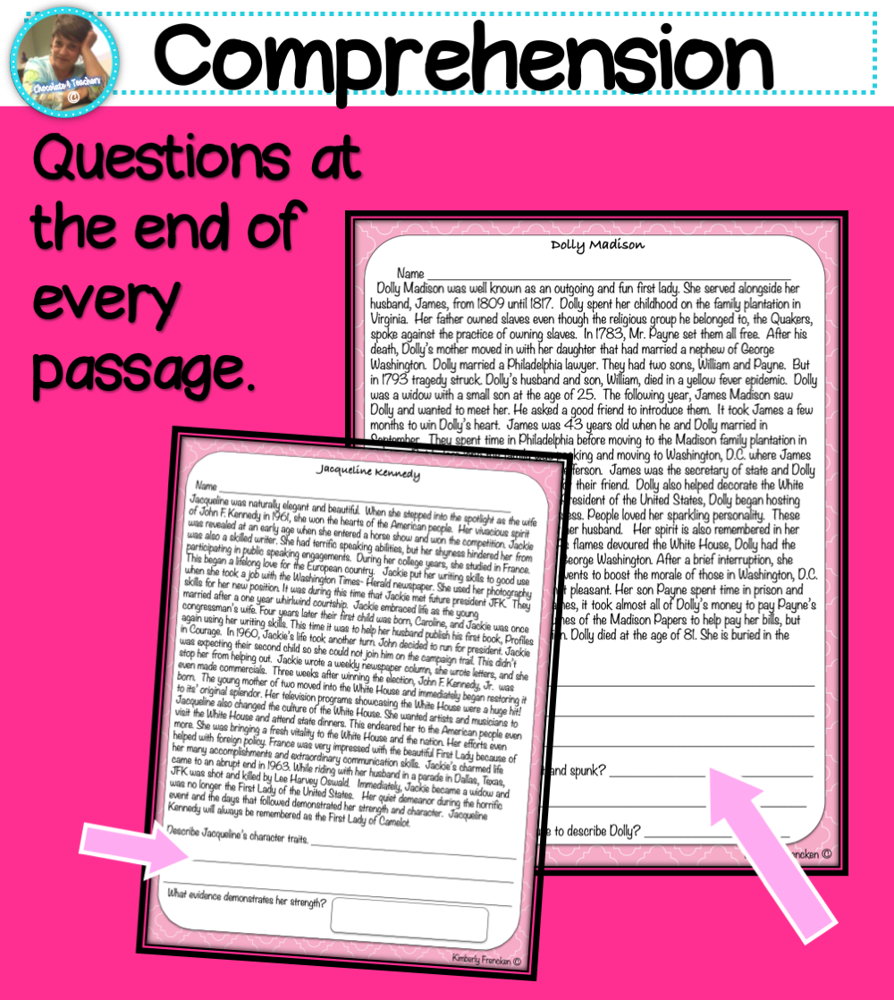 First Ladies: Non-Fiction Passages & Printables for Reading ...