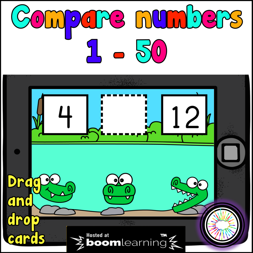 Comparing Numbers Crocs - Boom Cards™ Bundle | Made By Teachers
