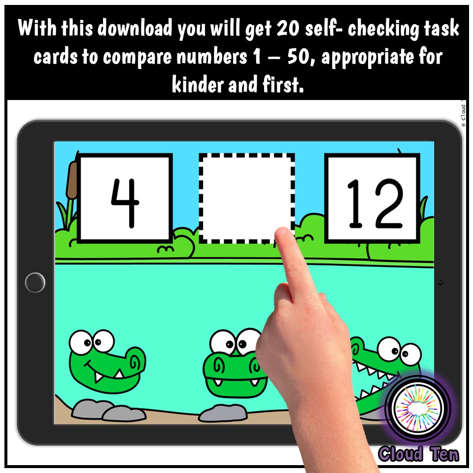 Compare Numbers Crocs 1 - 50 Boom Cards™ | Digital Task Cards | Made By ...