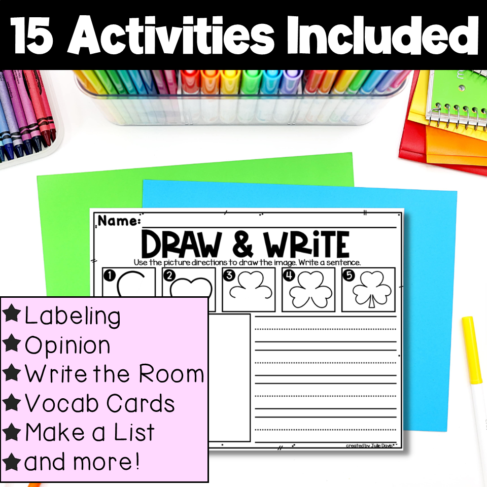 March St. Patrick's Day Writing Prompts & Center | Kindergarten and ...