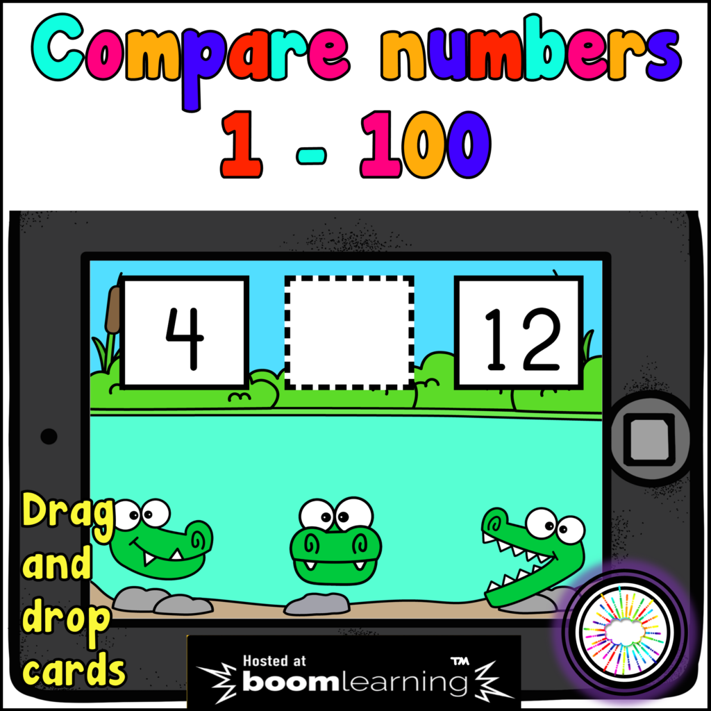 Comparing Numbers Crocs - Boom Cards™ Bundle | Made By Teachers