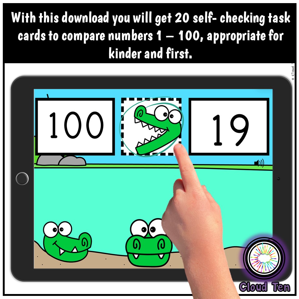Compare Numbers Crocs 1 - 100 Boom Cards™ | Digital Task Cards | Made ...
