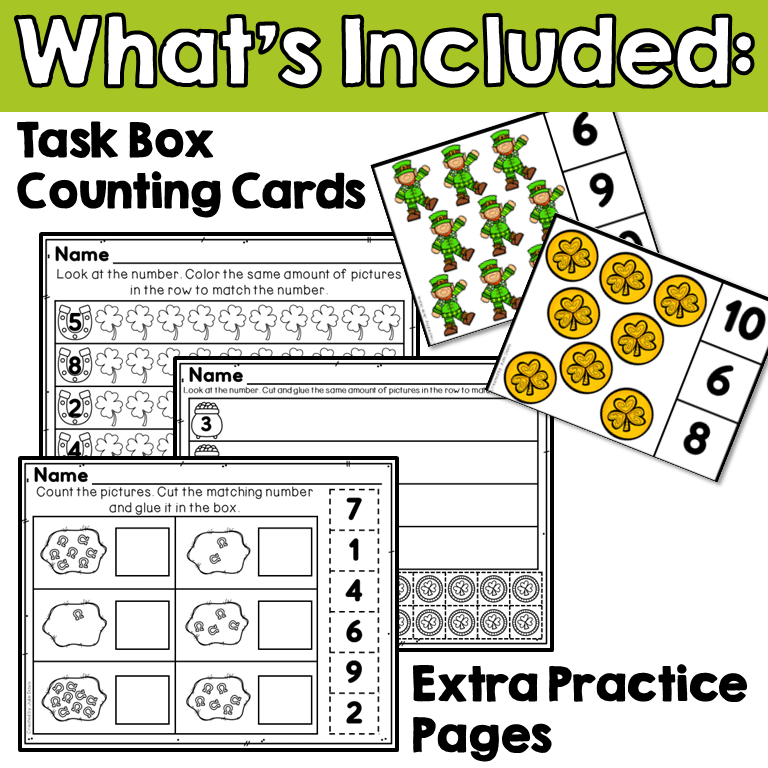 St Patricks Day Counting Worksheet Numbers 0-10 | March Kindergarten ...