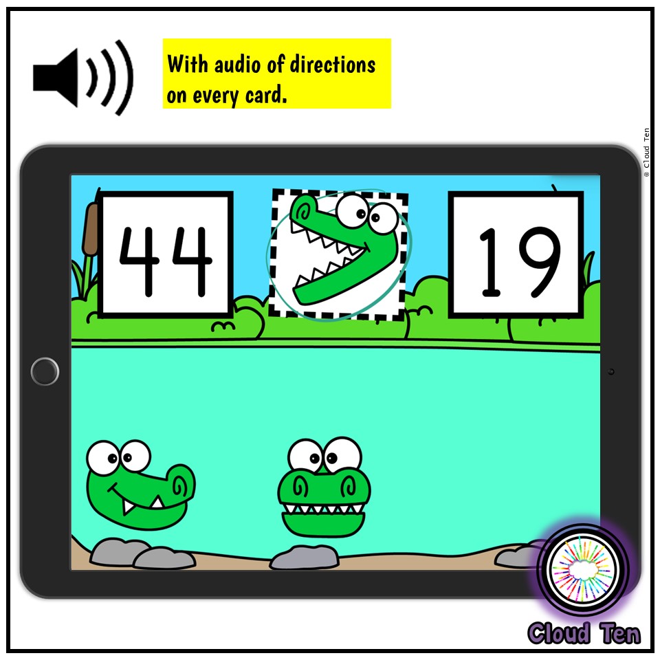 Comparing Numbers Crocs - Boom Cards™ Bundle | Made By Teachers