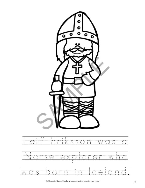 Leif Eriksson Coloring Book-Level B | Made By Teachers