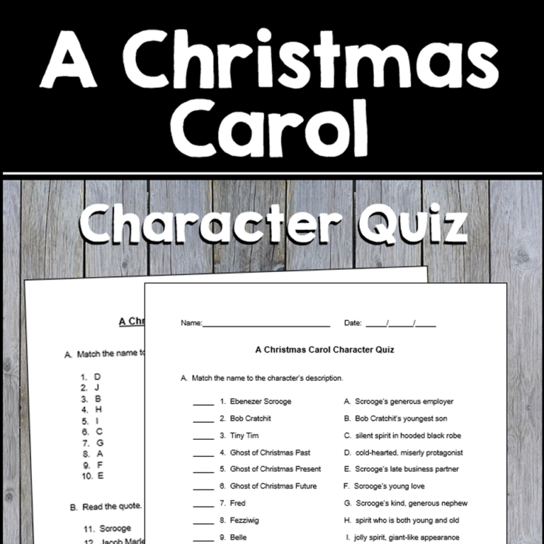 A Christmas Carol Character Quiz with Answer Key | Made By Teachers