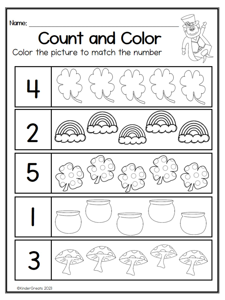 St. Patrick's Day Preschool Math Worksheet No Prep | Made By Teachers
