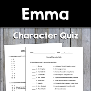 Emma Character Quiz with Answer Key | Made By Teachers
