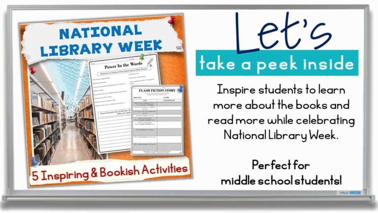 National Library Week 2023 Activities and Bell Ringers Morning Work ...