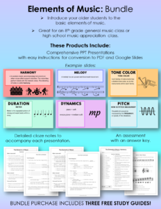 ELEMENTS OF MUSIC BUNDLE for High School Music Appreciation | Made By ...
