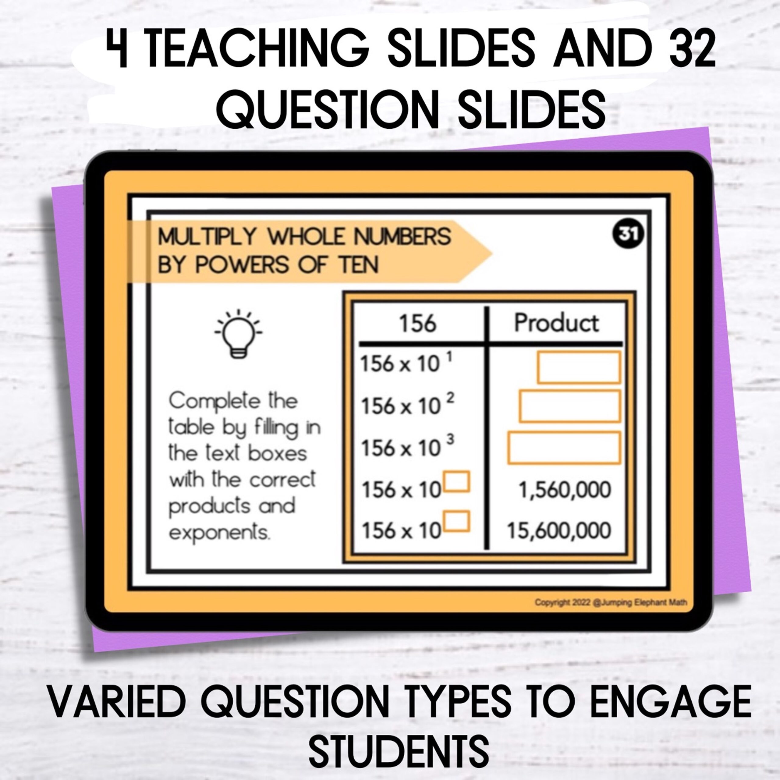 Multiply Whole Numbers by Powers of Ten using Exponents Google Slides ...