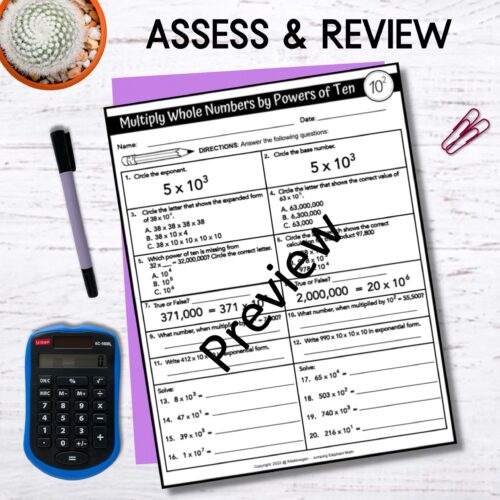 Multiply Whole Numbers by Powers of Ten using Exponents Google Slides ...