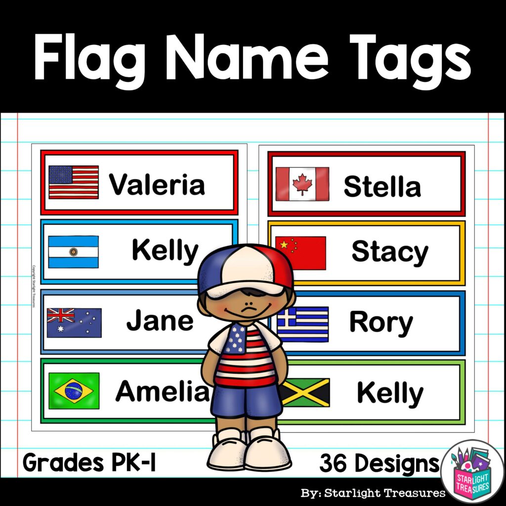 Flag Desk Name Tags - Editable | Made By Teachers