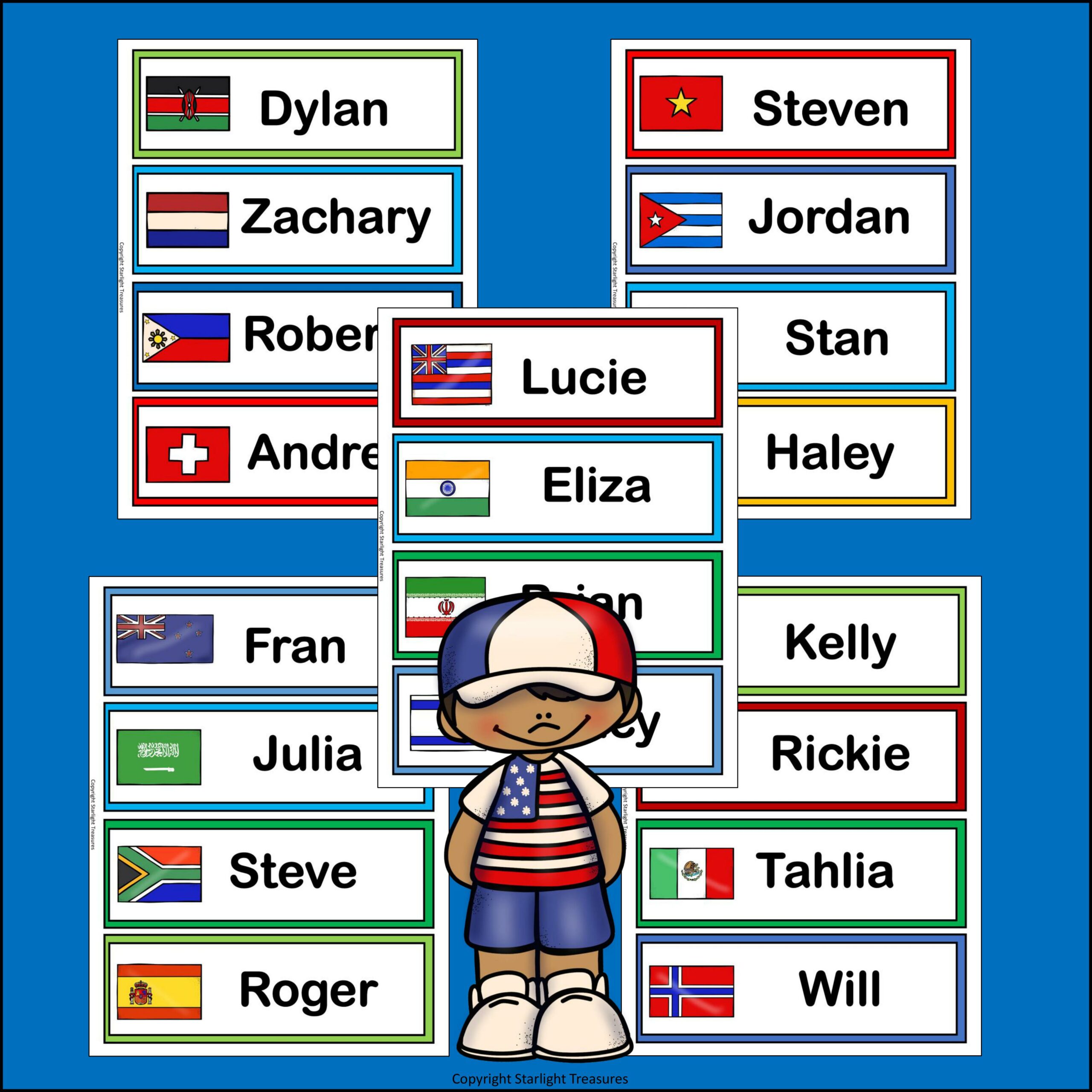 Flag Desk Name Tags - Editable | Made By Teachers