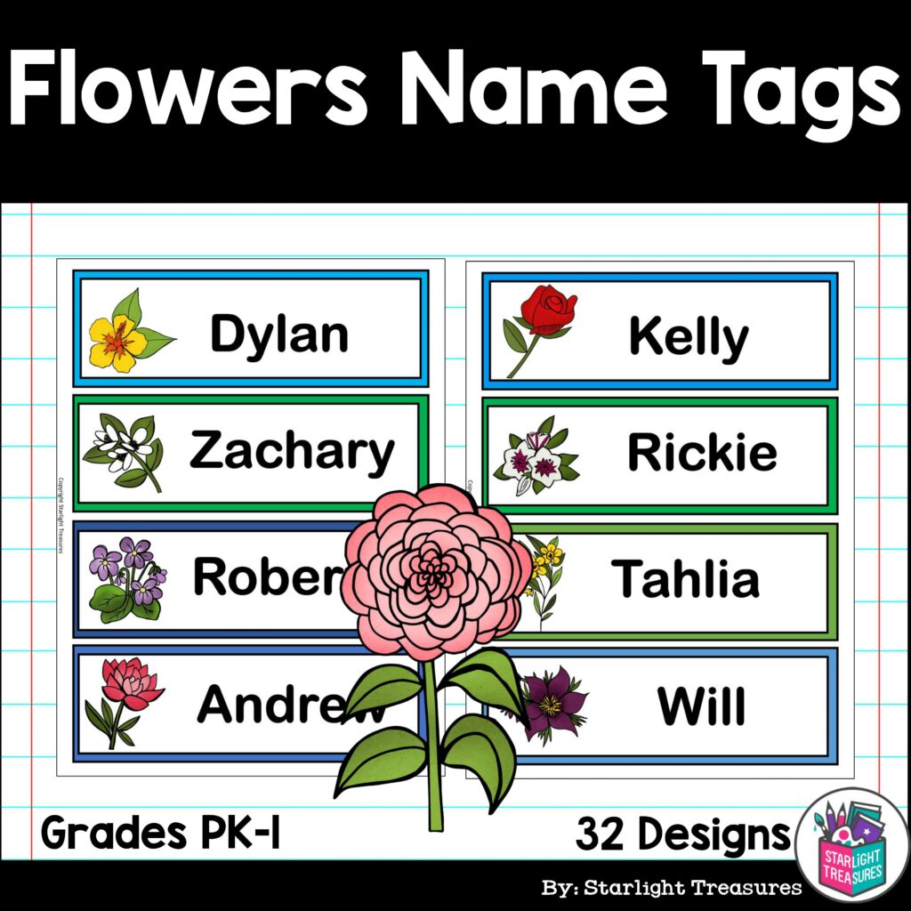 Flowers Desk Name Tags - Editable | Made By Teachers