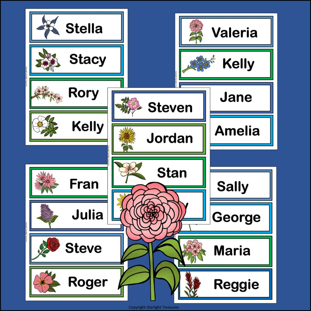 Flowers Desk Name Tags - Editable | Made By Teachers