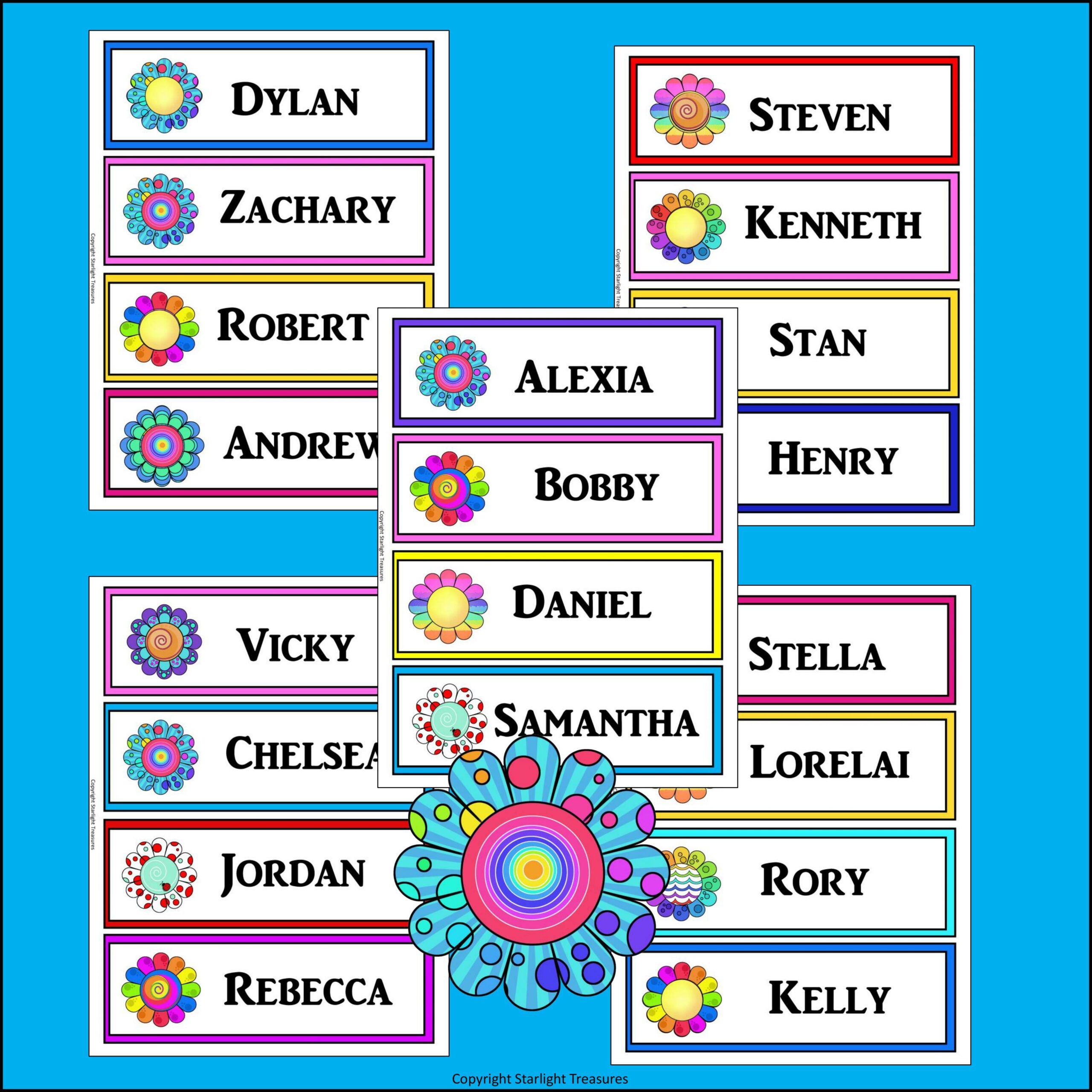 Funky Flowers Desk Name Tags - Editable | Made By Teachers