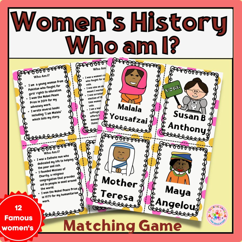 Women's History Month"Who am i"Matching Game Cards | Made By Teachers