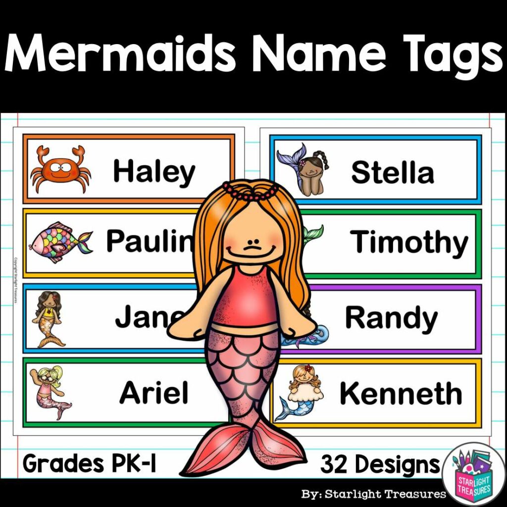Mermaids and Mermen Name Tags - Editable | Made By Teachers