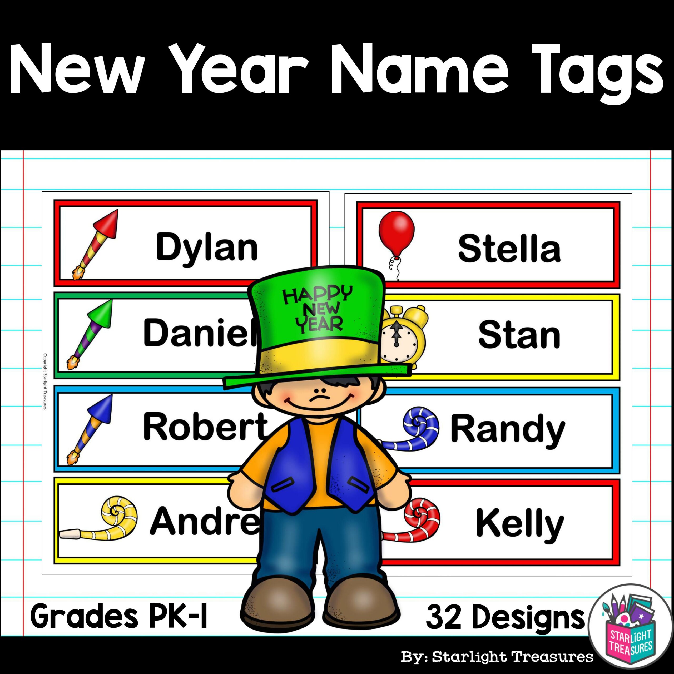 New Year's Day Desk Name Tags - Editable | Made By Teachers