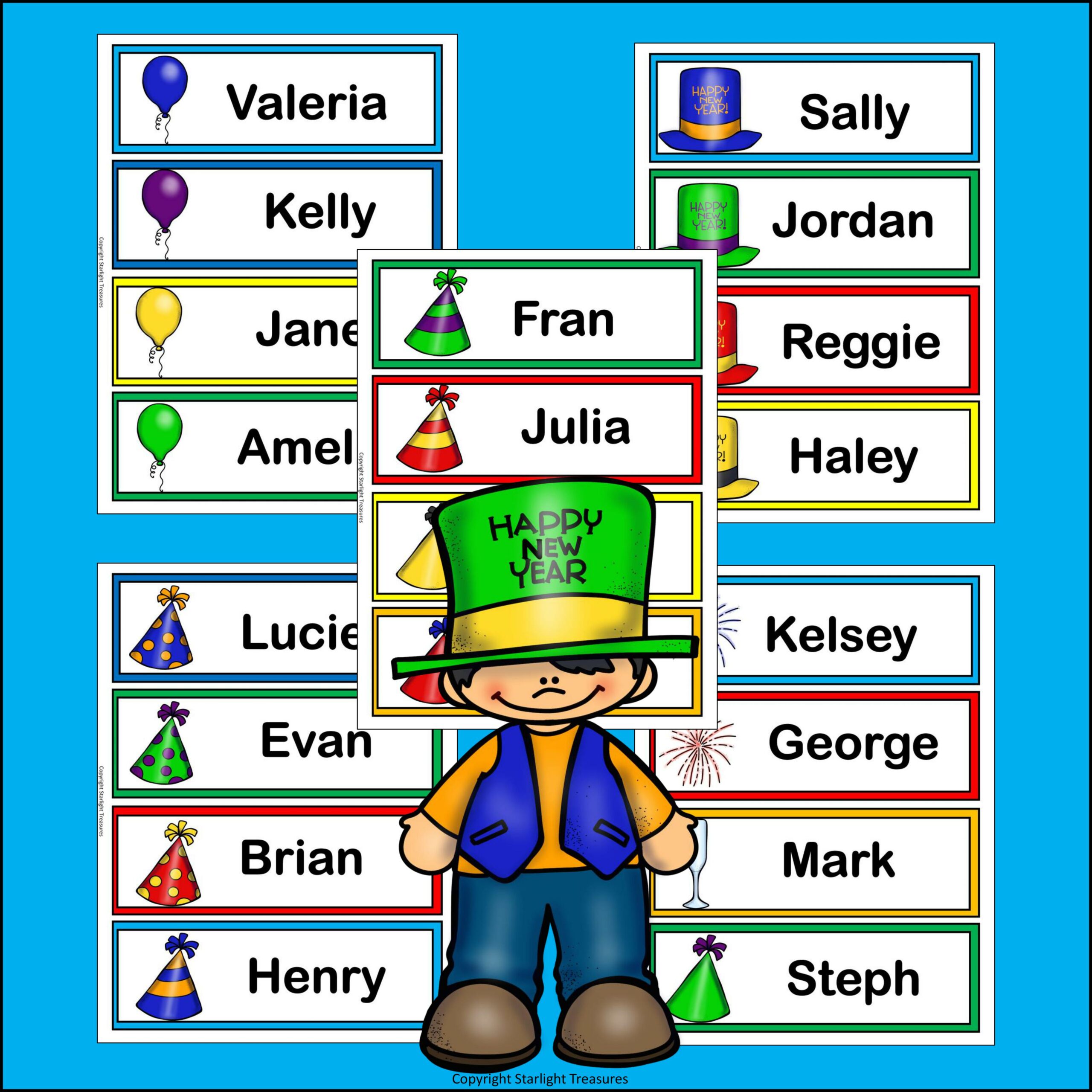 New Year's Day Desk Name Tags - Editable | Made By Teachers