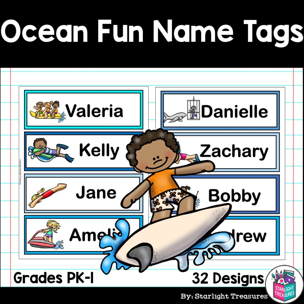 Ocean Fun Desk Name Tags - Editable | Made By Teachers