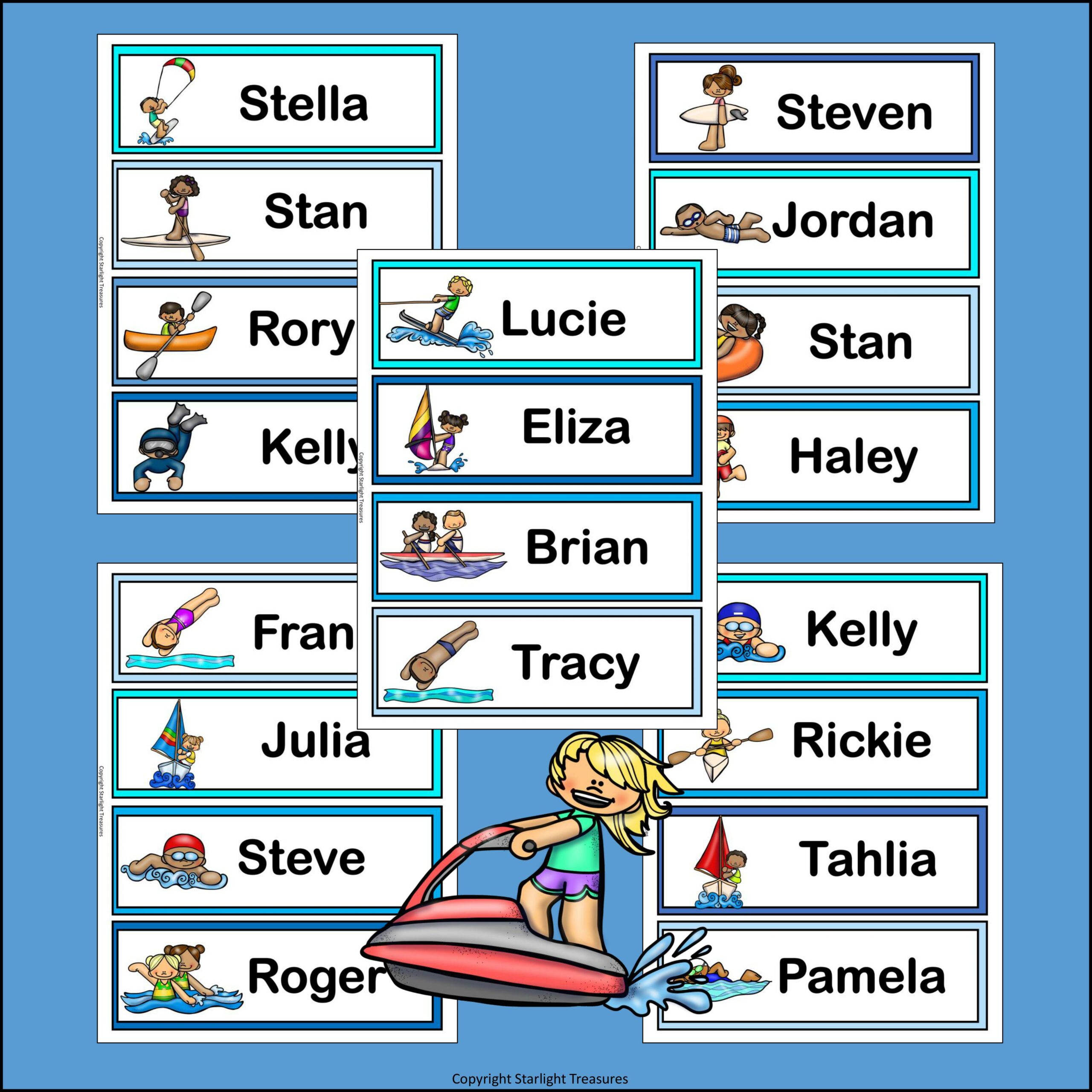 Ocean Fun Desk Name Tags - Editable | Made By Teachers