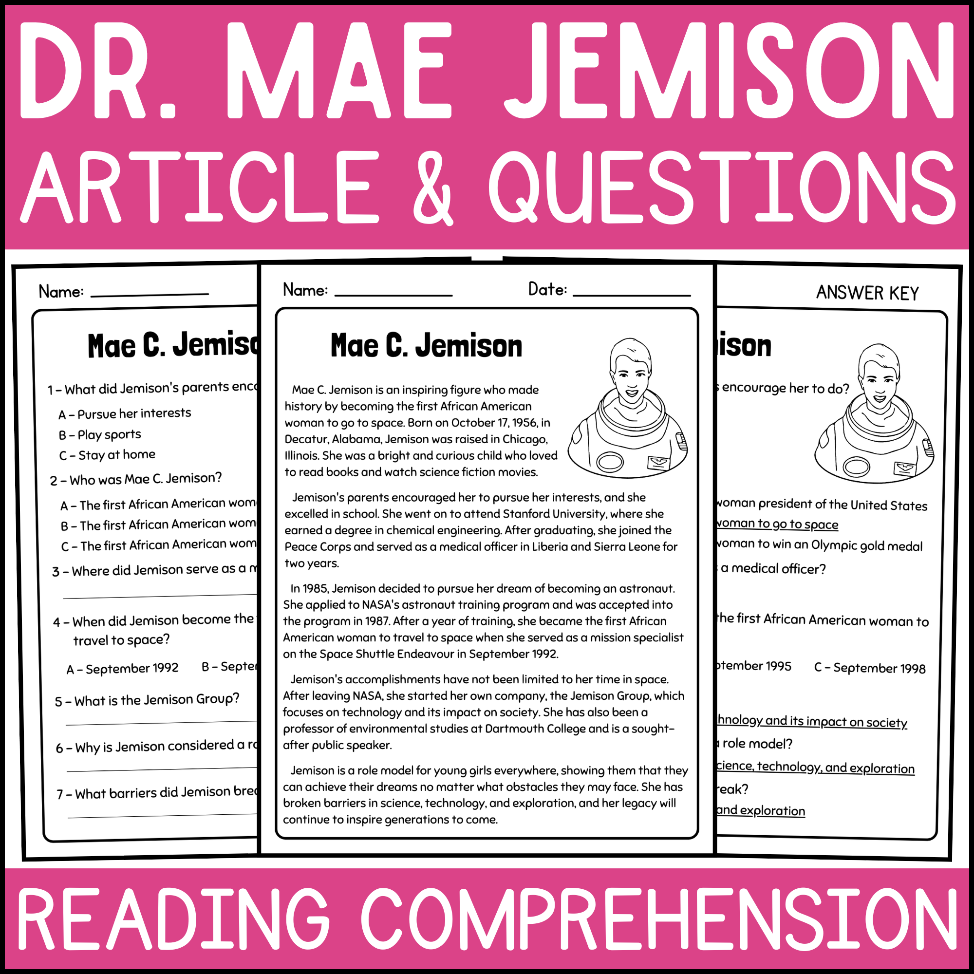 Mae Jemison: Article and Reading Comprehension Questions | Women's ...