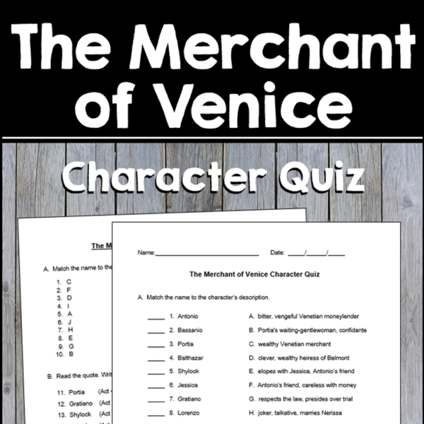 The Merchant of Venice Character Quiz with Answer Key | Made By Teachers