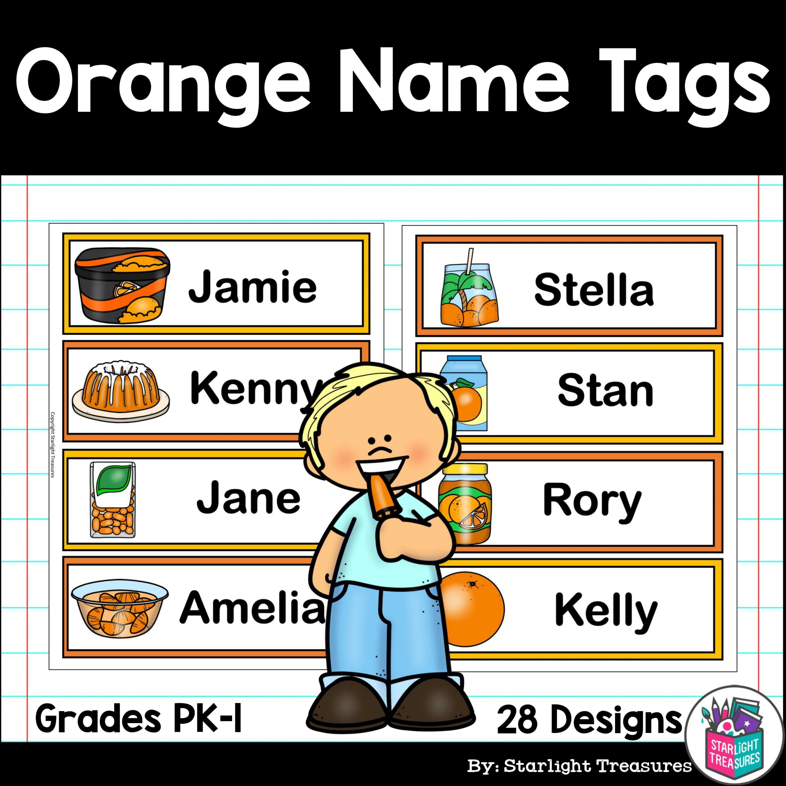 Orange Desk Name Tags - Editable | Made By Teachers