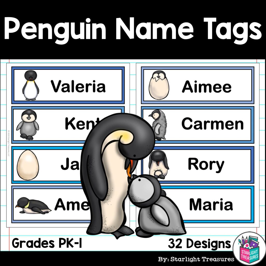Penguins Desk Name Tags - Editable | Made By Teachers