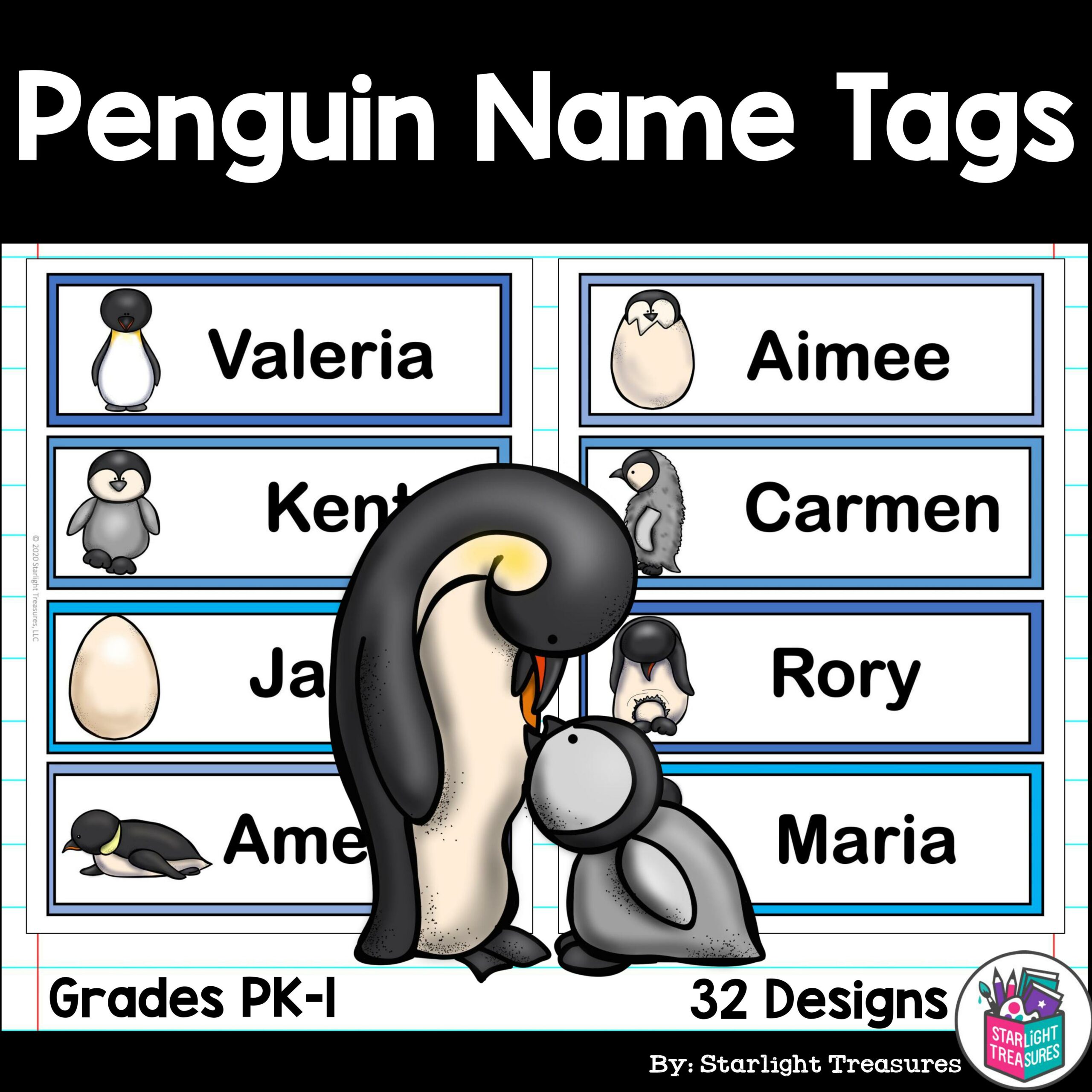 Penguins Desk Name Tags - Editable | Made By Teachers