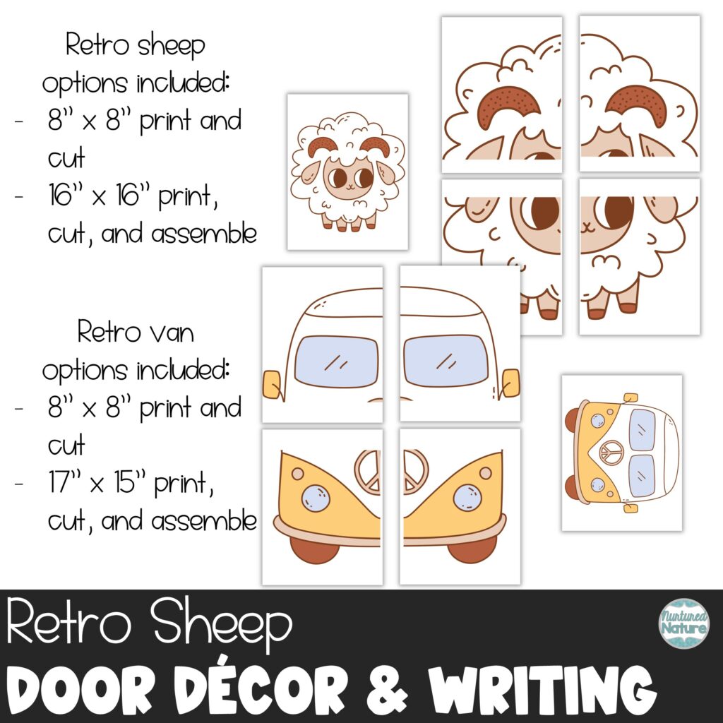 Retro Sheep Door Decor with Name Tags - Editable Spring Bulletin Board ...