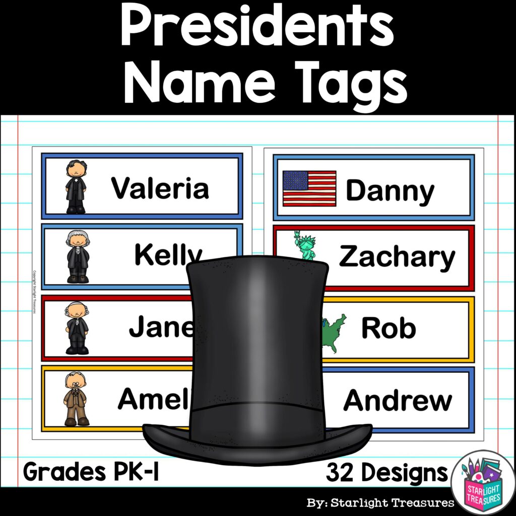 Presidents' Day Name Tags - Editable | Made By Teachers