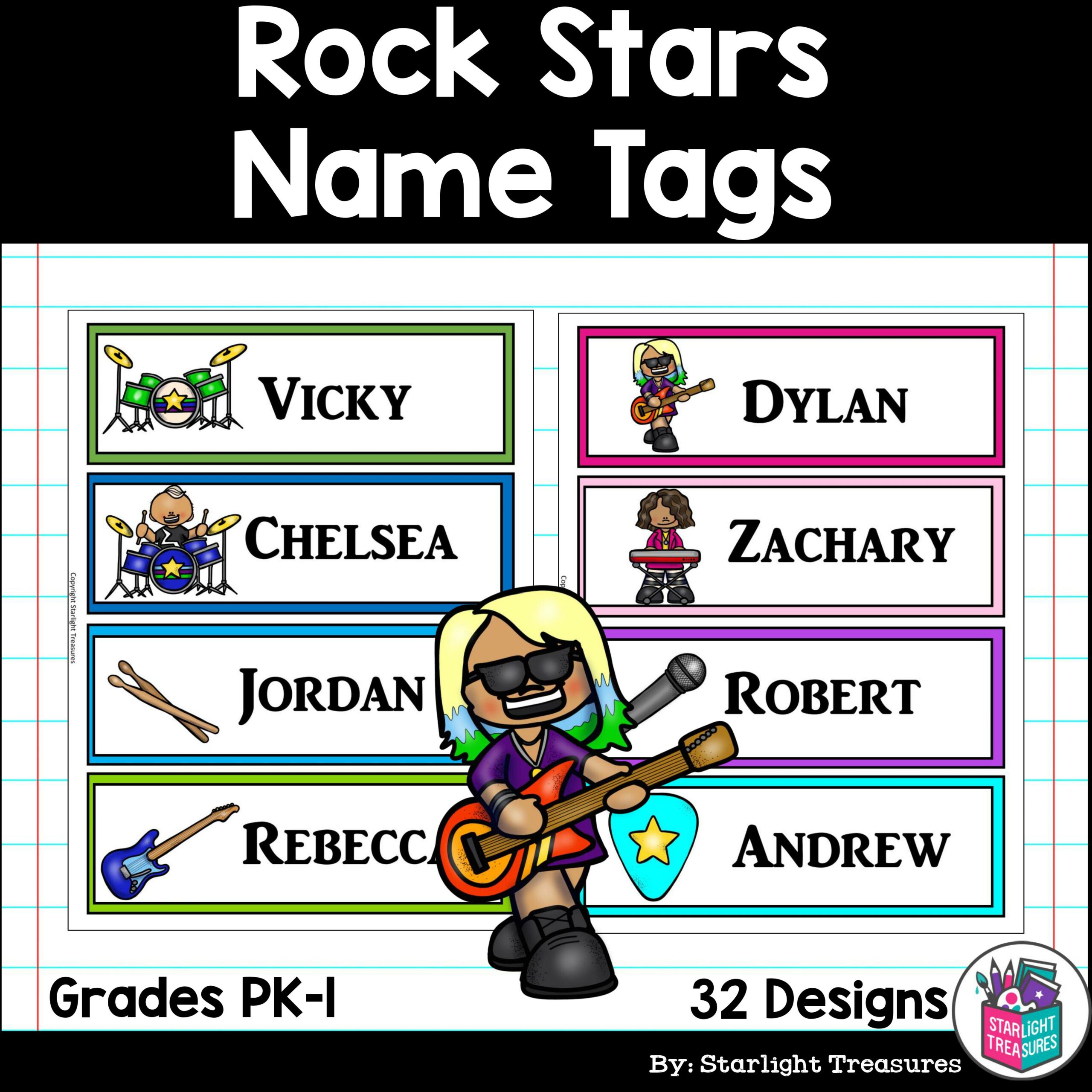Rock Stars Desk Name Tags - Editable | Made By Teachers