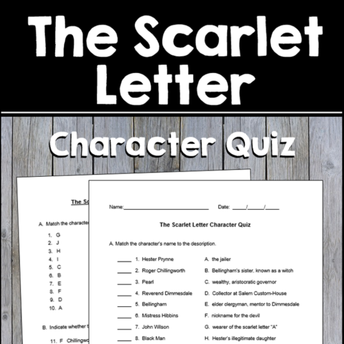 The Scarlet Letter Character Quiz with Answer Key | Made By Teachers