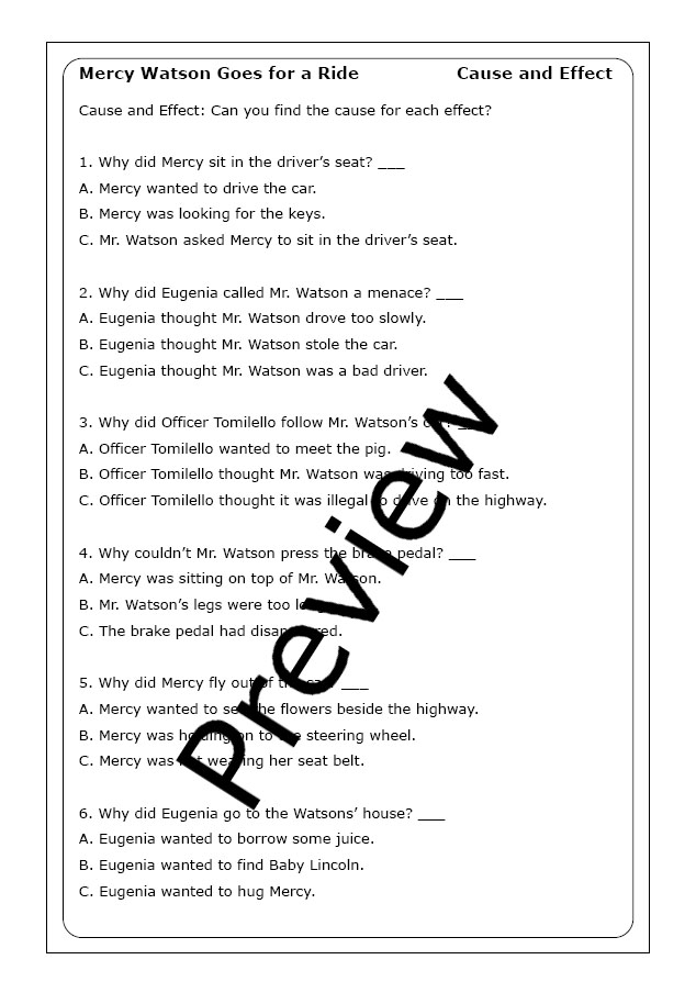 Kate DiCamillo "Mercy Watson Goes for a Ride" worksheets | Made By Teachers