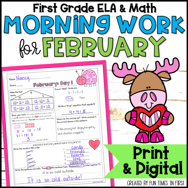 1st Grade February Morning Work - Printable & Digital Spiral Review ...