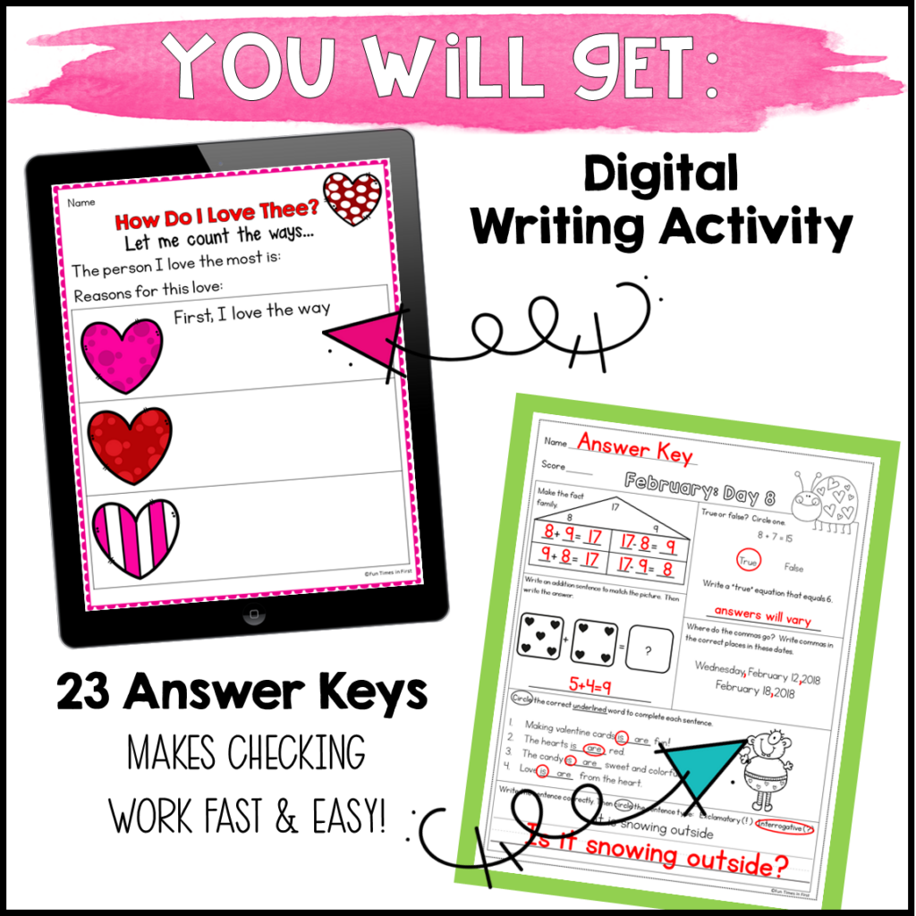 1st Grade February Morning Work - Printable & Digital Spiral Review ...