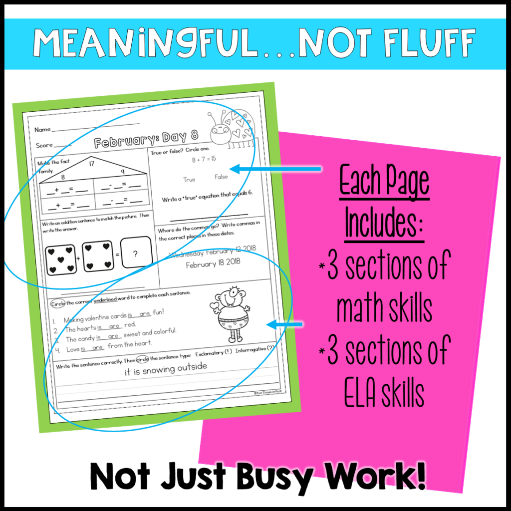 1st Grade February Morning Work - Printable & Digital Spiral Review ...