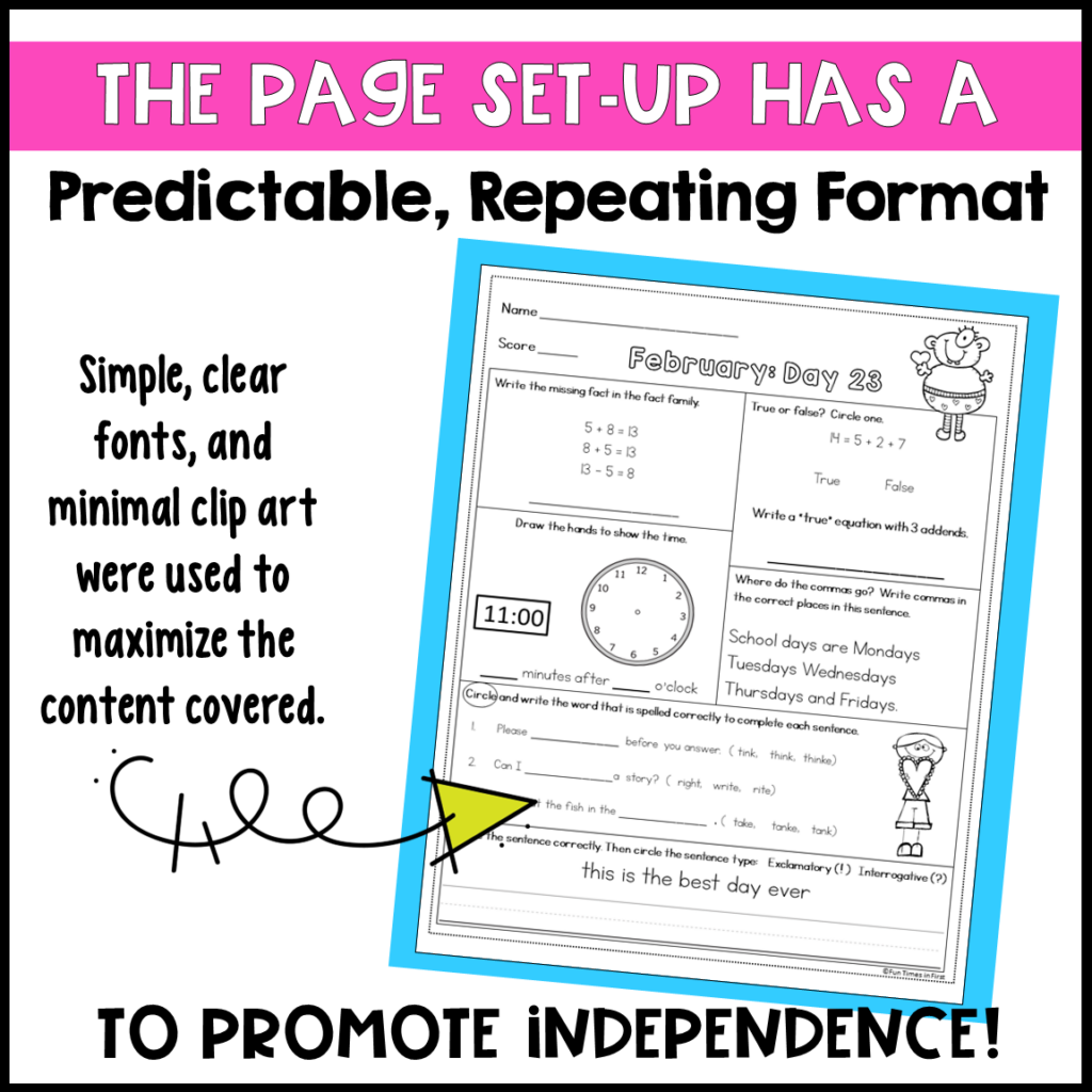 1st Grade February Morning Work - Printable & Digital Spiral Review ...