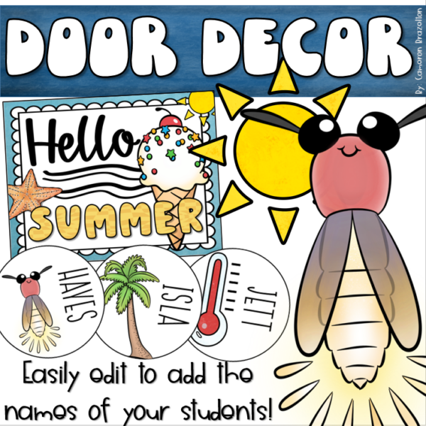 End of the Year Door Display Bulletin Board Hello Summer Theme EDITABLE ...