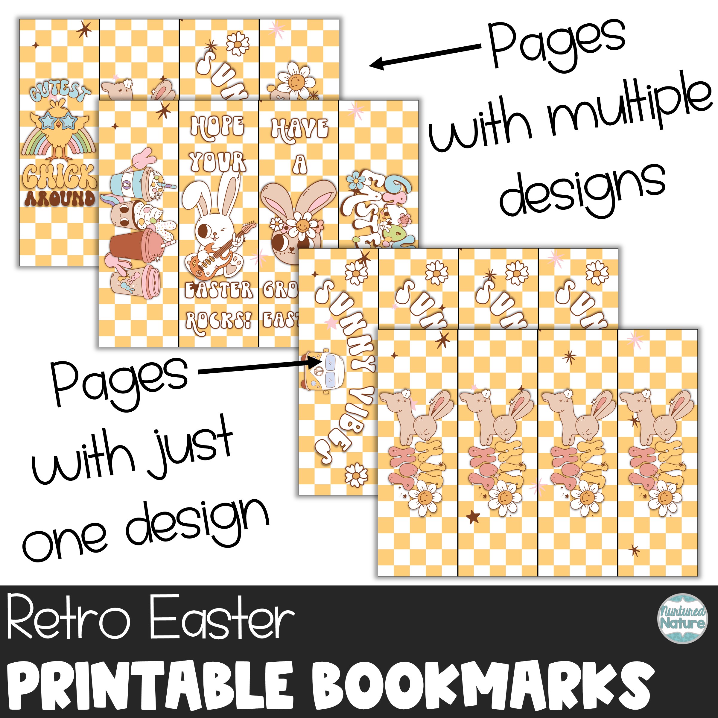 Retro Easter Bookmarks - Printable Bookmark Gift Tags for Students ...
