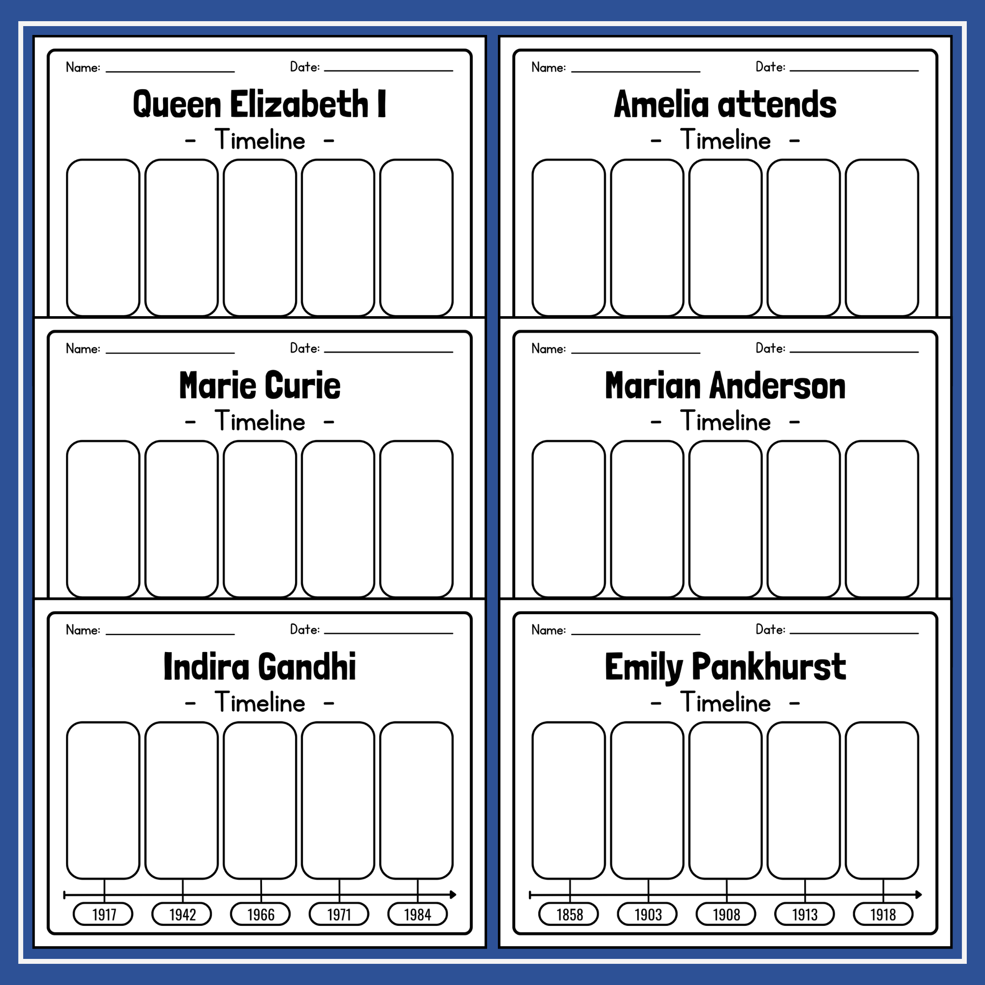 Women of History Timelines Worksheets | Women's History Month ...