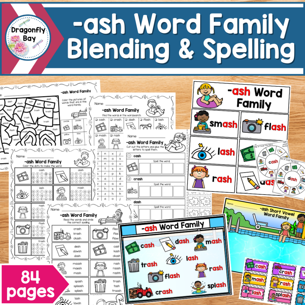 ash Short A Word Family Phonics Blending Printable Worksheets and ...